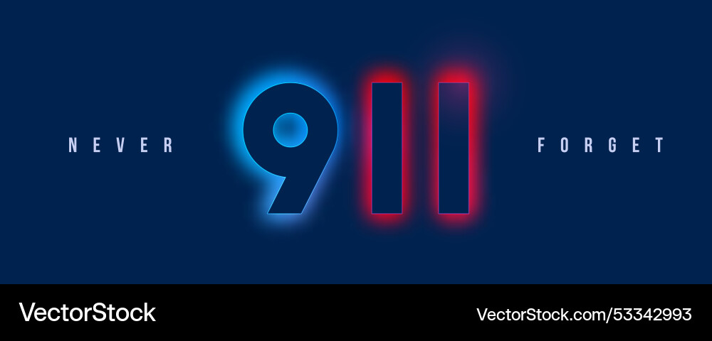 911 remembrance banner with glowing numbers Vector Image