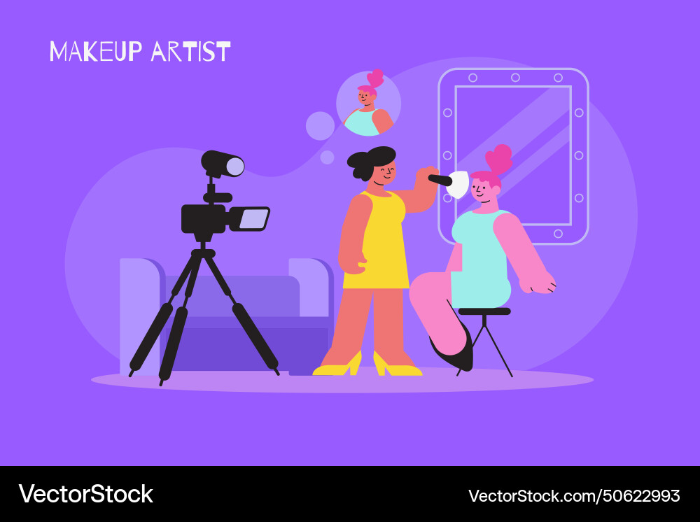 Makeup artist flat composition Royalty Free Vector Image