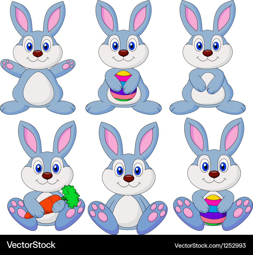Rabbit carton set Royalty Free Vector Image - VectorStock
