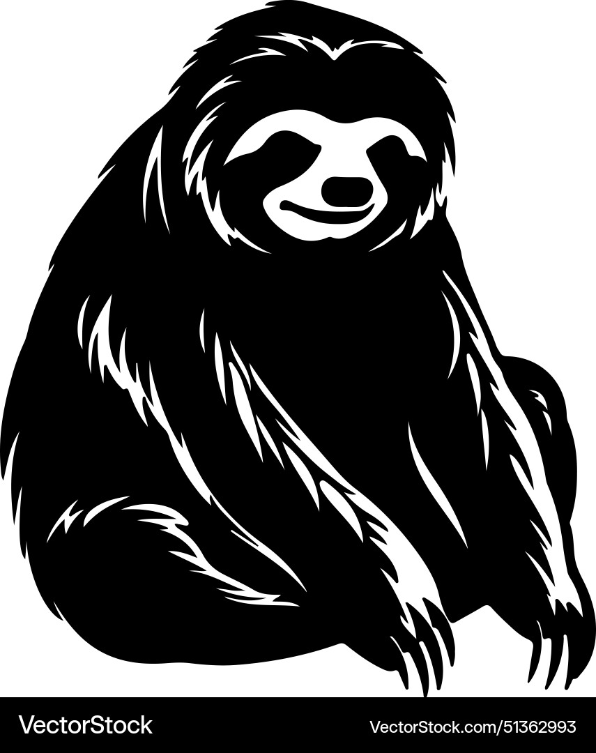 Sloth silhouette white background Royalty Free Vector Image