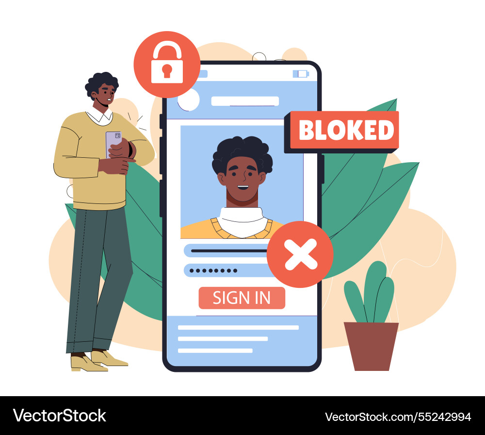 Account login blocked alert Royalty Free Vector Image