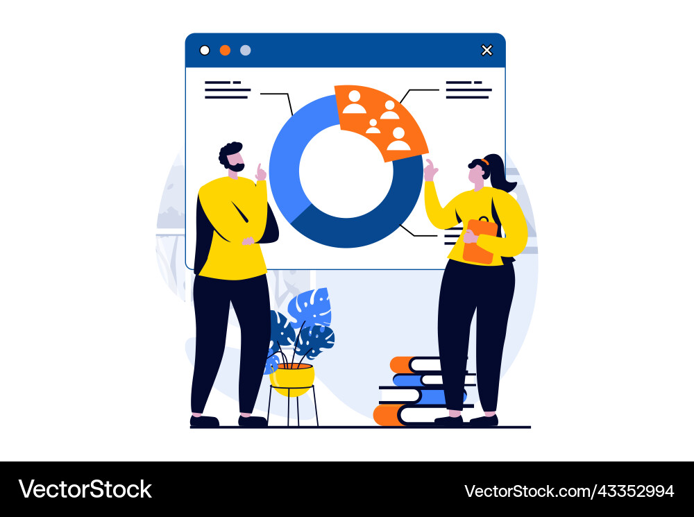 Focus group concept with people scene in flat Vector Image