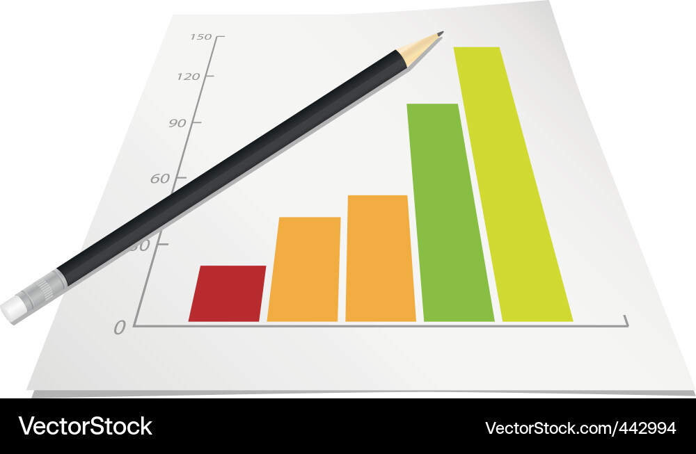 Graph with pencil Royalty Free Vector Image - VectorStock