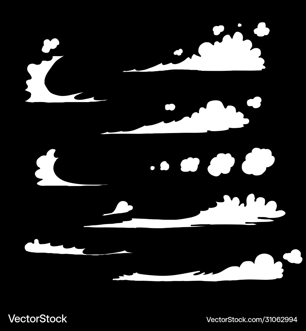 Hand drawn dust sand cloud on a dusty road from Vector Image