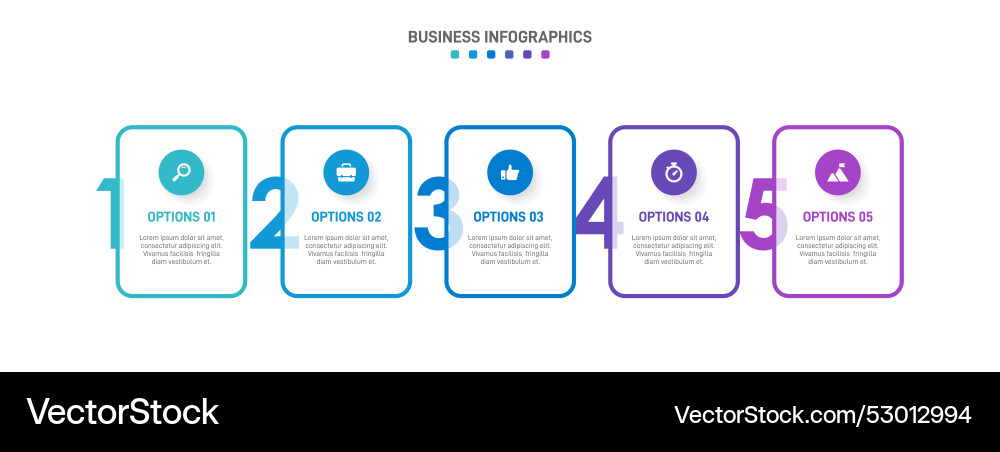 Horizontal progress bar featuring 5 arrow-shaped Vector Image