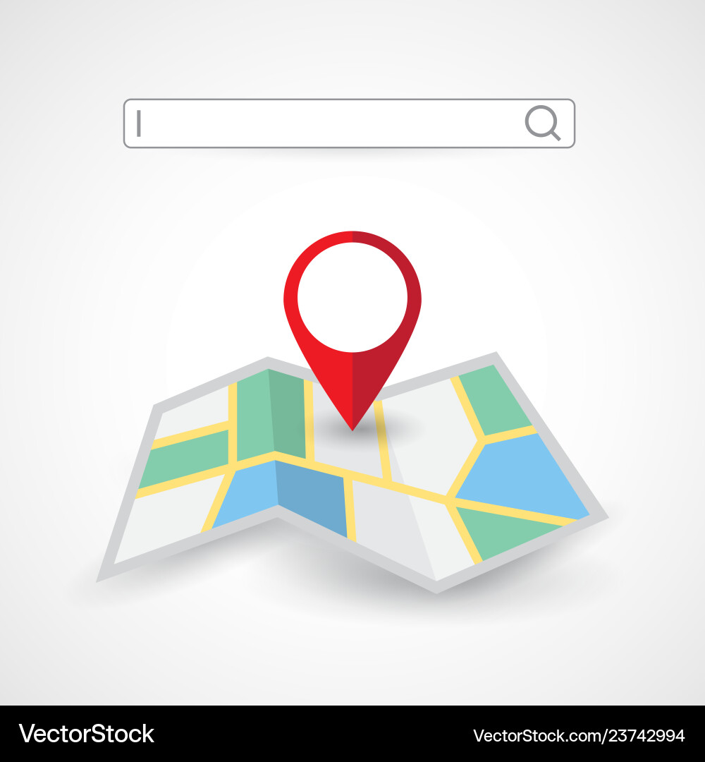 Location search folded map navigation Royalty Free Vector