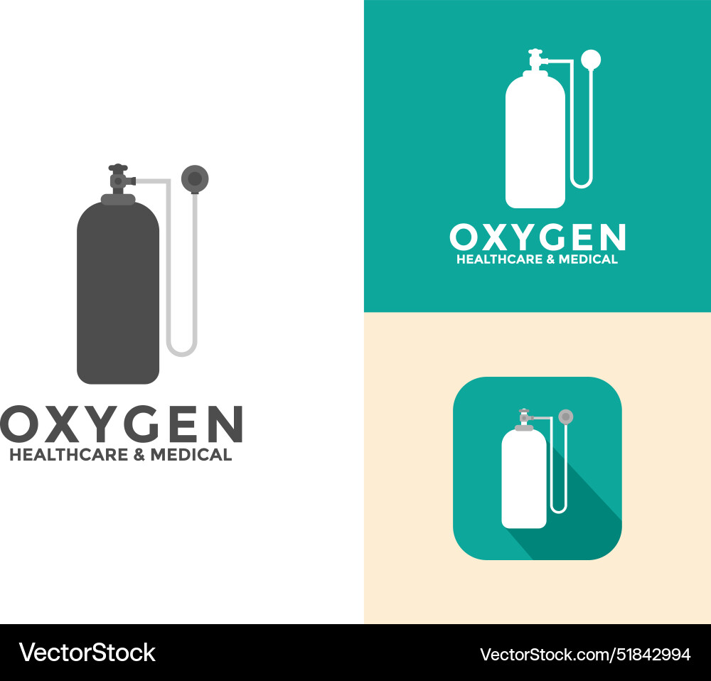Medical oxygen cylinder logo icon set Royalty Free Vector