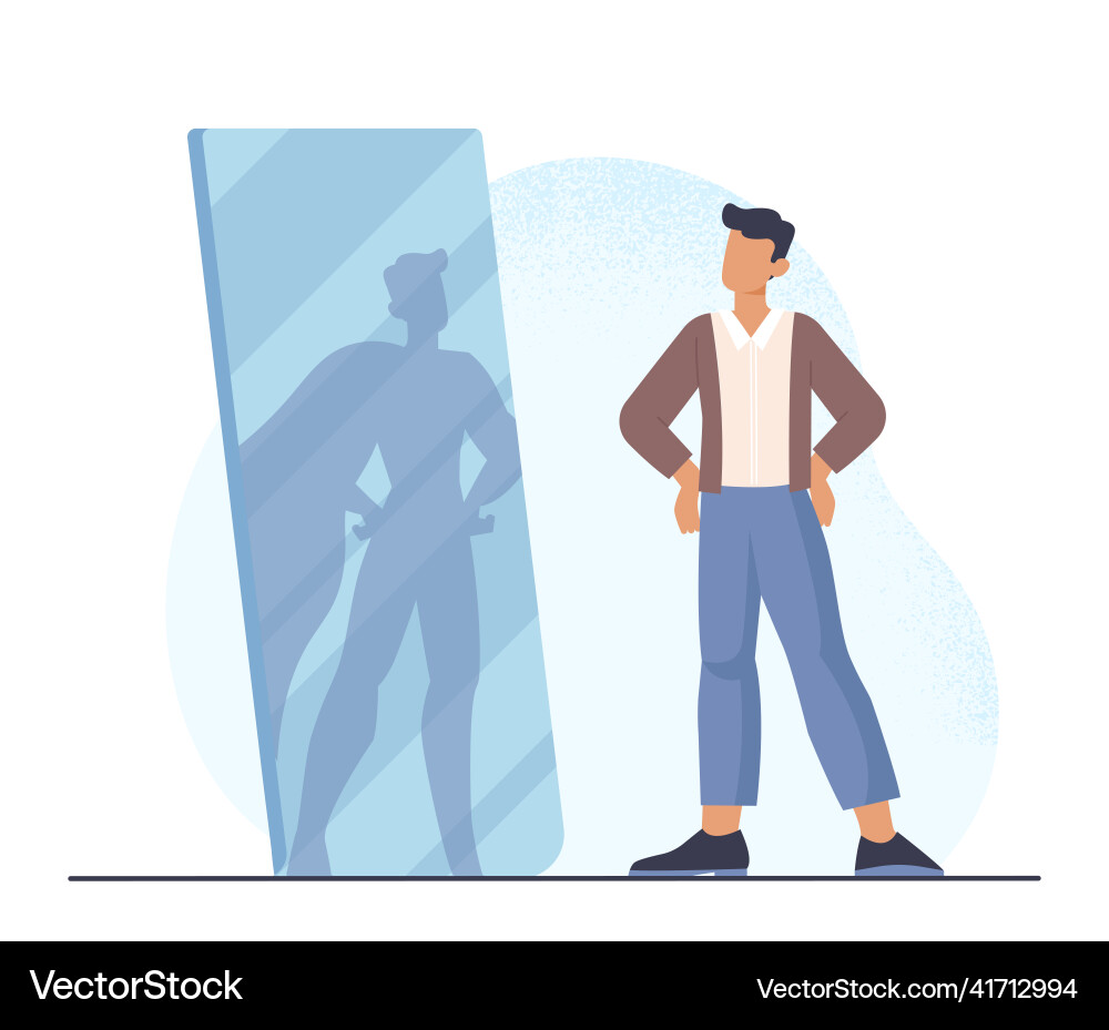 Superhero in reflection abstract concept Vector Image