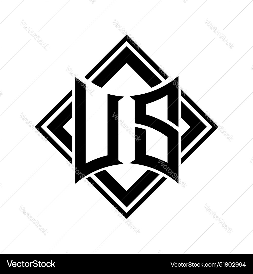 Us letter logo with abstract shield shape Vector Image