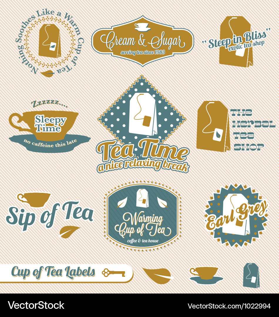 Vintage tea time labels Royalty Free Vector Image