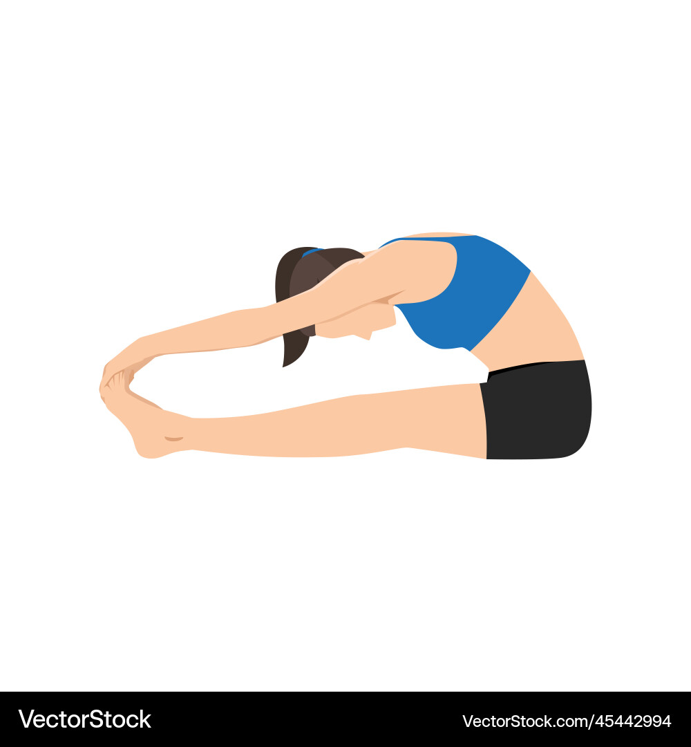 Woman doing seated toe touch stretch exercise Vector Image