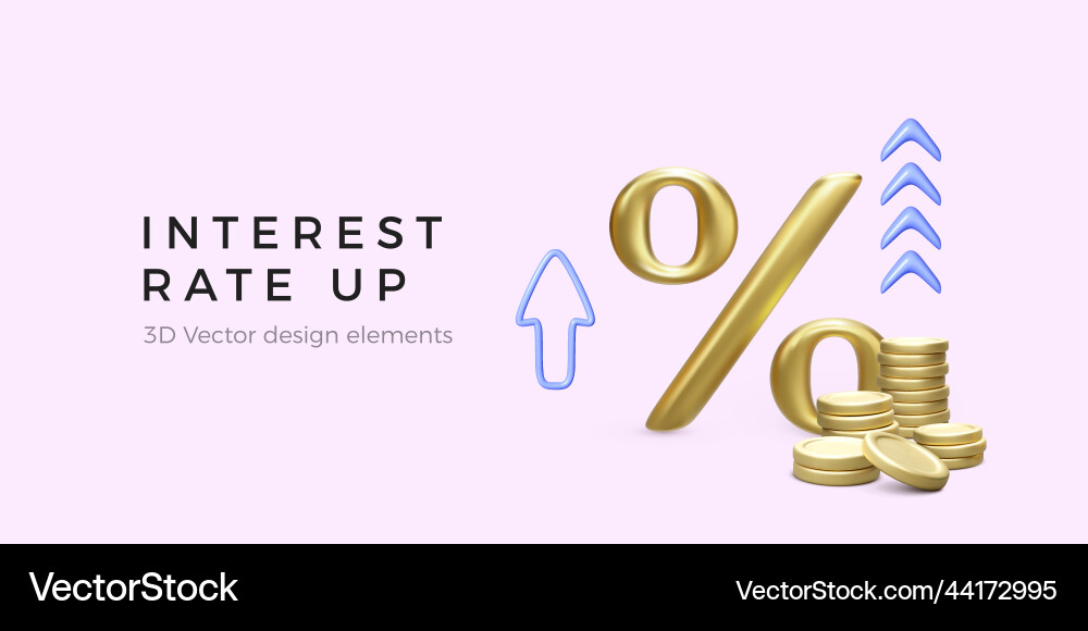 3d gold percent symbol with blue arrows Royalty Free Vector