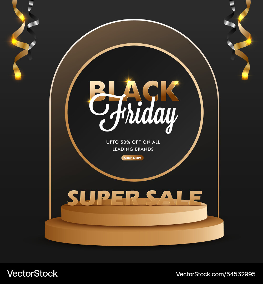Black friday pedestal podium background template Vector Image