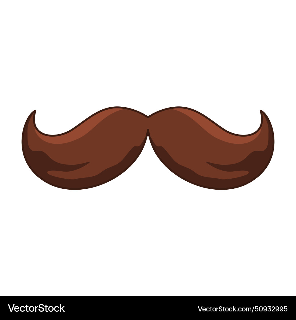 Gentleman brown mustache mask trendy fun curly Vector Image