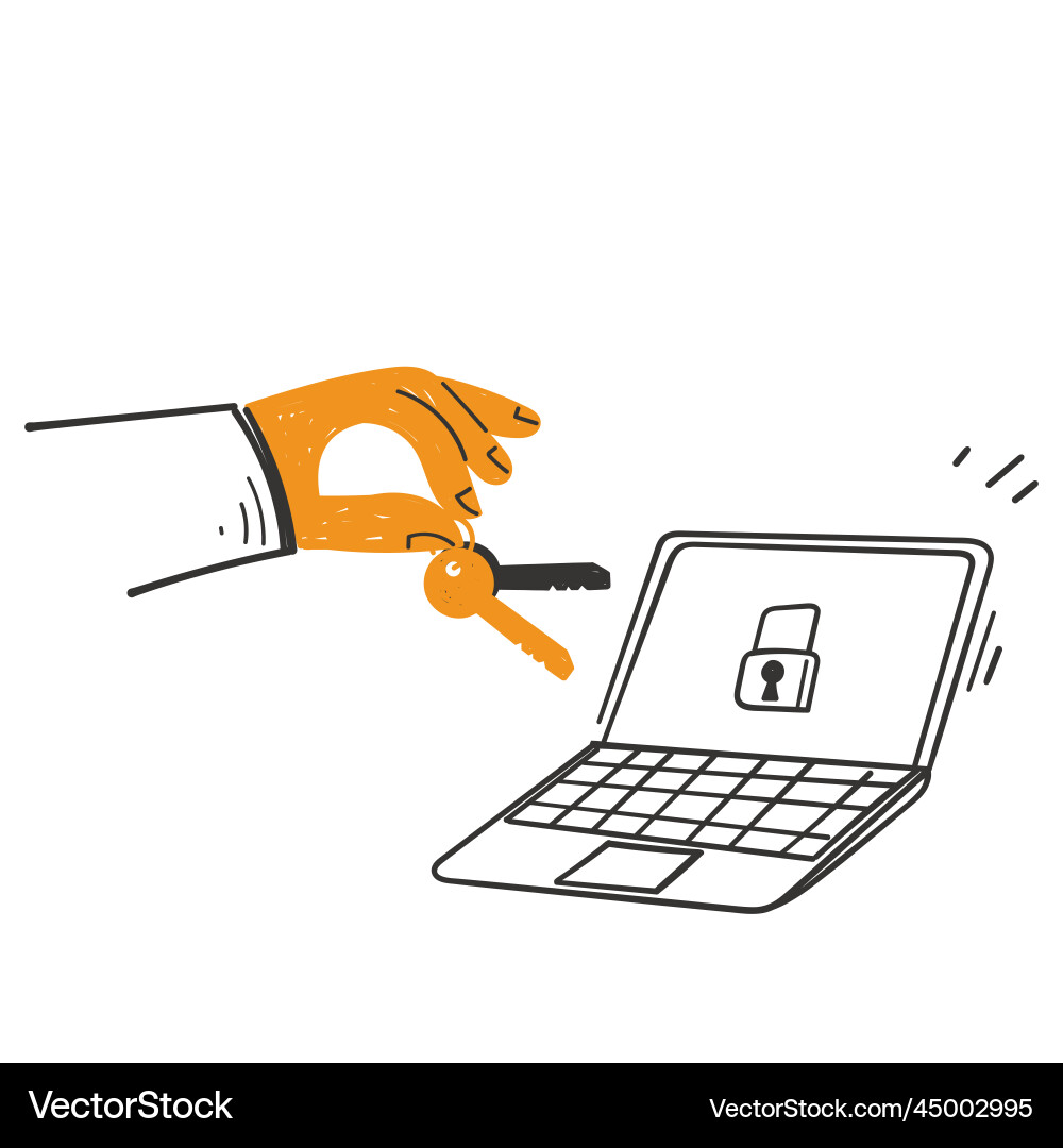 Hand drawn doodle digital key with circuit Vector Image