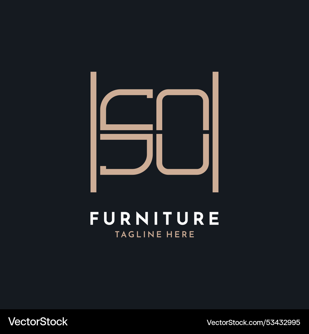 Letter so logo design luxury furniture Royalty Free Vector