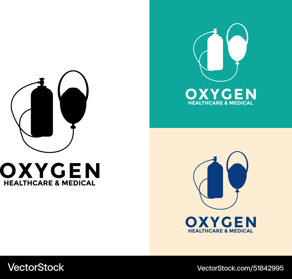 Medical oxygen cylinder logo icon set Royalty Free Vector