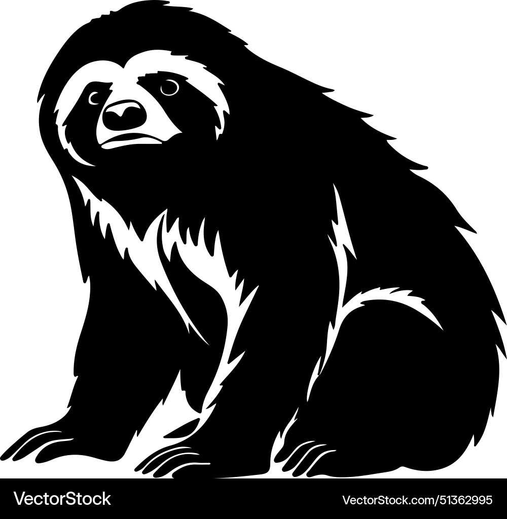 Sloth silhouette white background Royalty Free Vector Image