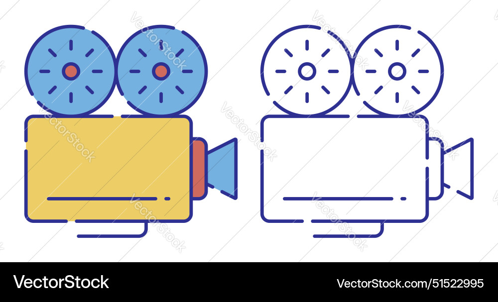 Thin line stroked color icon old camcorder Vector Image