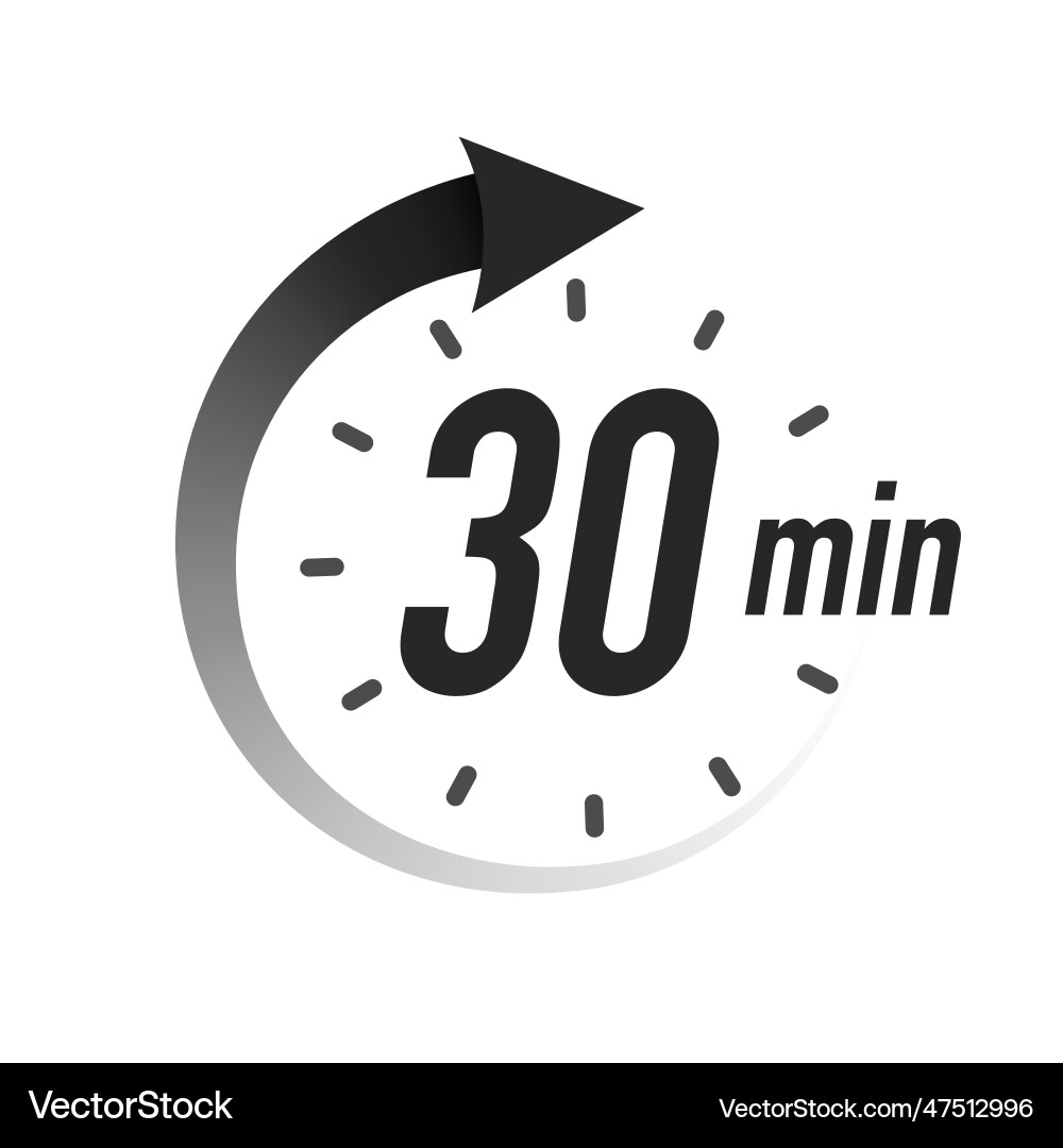 30 Timer Minutes Symbol Black Style Royalty Free Vector
