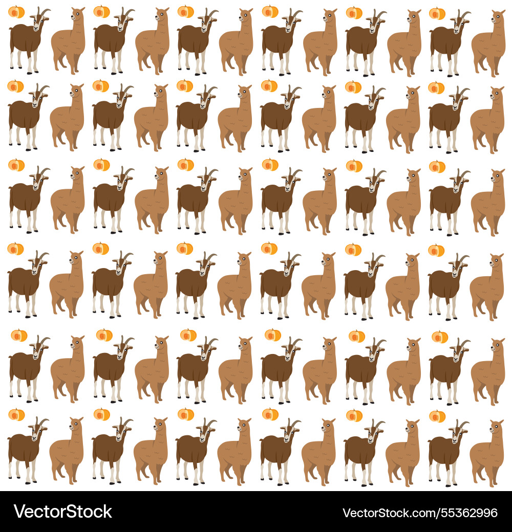 Alpaca goat with fruit as a pattern background Vector Image