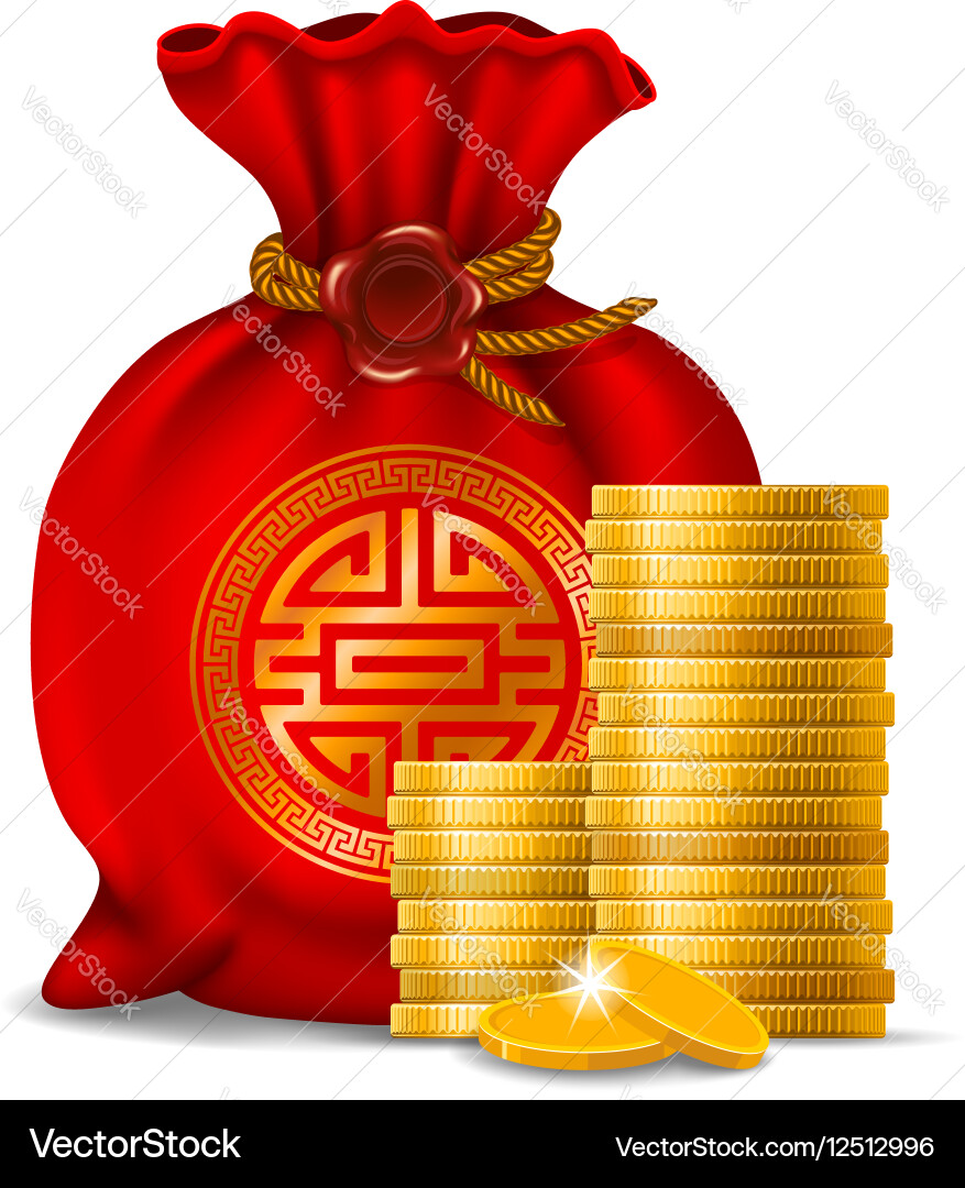 Chinese money bag Royalty Free Vector Image - VectorStock