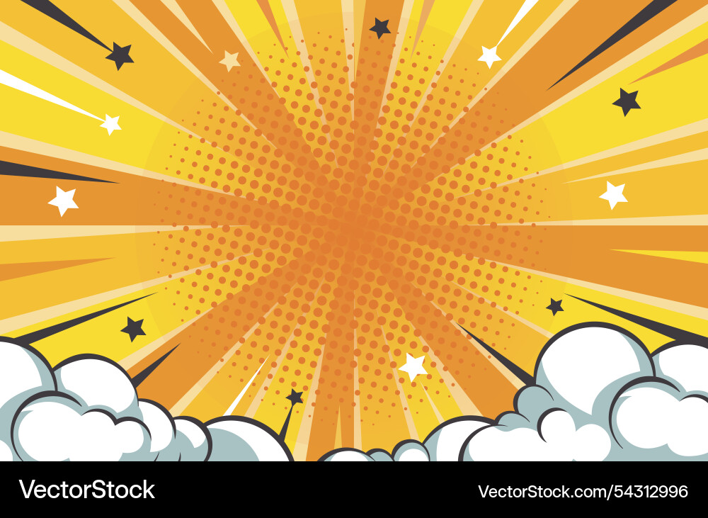 Comic style background with clouds Royalty Free Vector Image