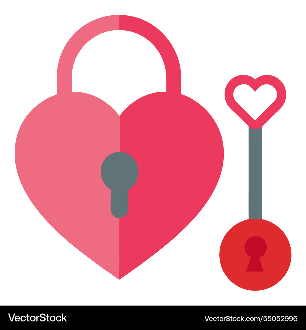 Heart shape lock and key Royalty Free Vector Image