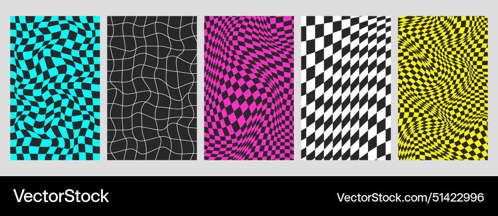 Psychedelic checkerboard posters with seamless Vector Image