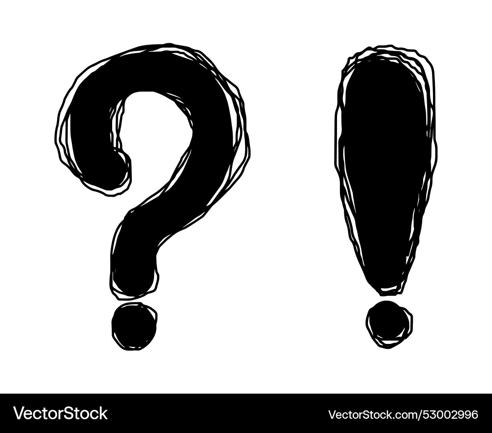 Set of hand drawn question marks and exclamation Vector Image