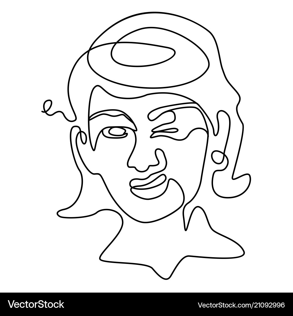 Single Line Art Woman Winks Royalty Free Vector Image