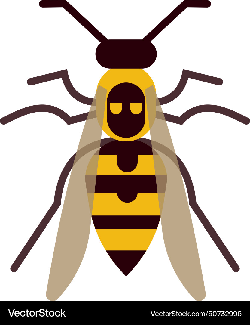 Wasp color icon flying striped wild insect Vector Image