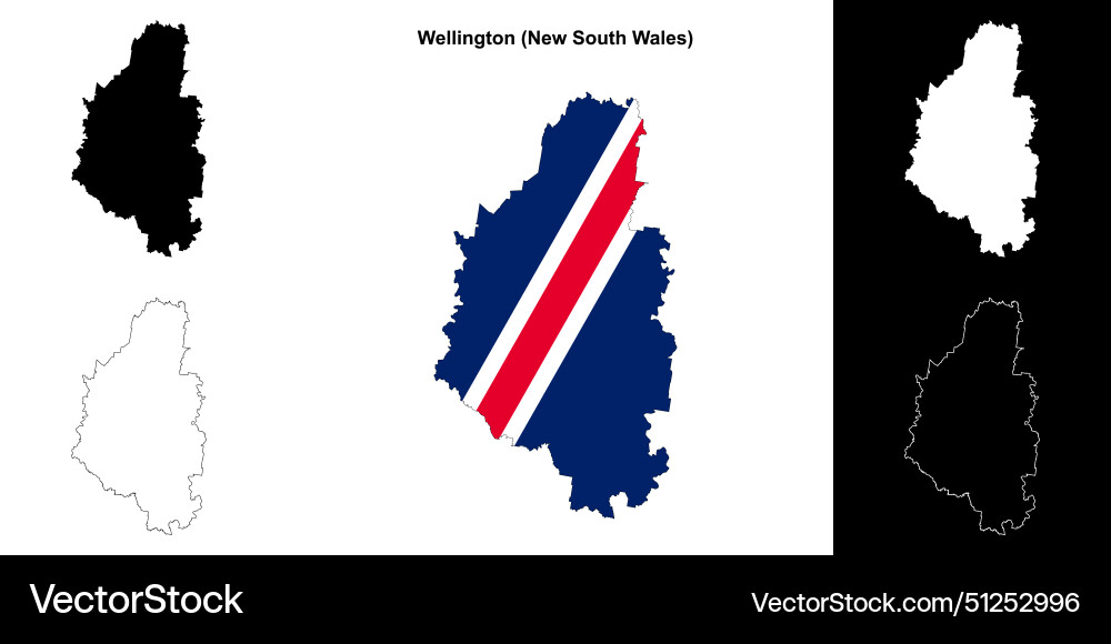 Wellington outline map Royalty Free Vector Image