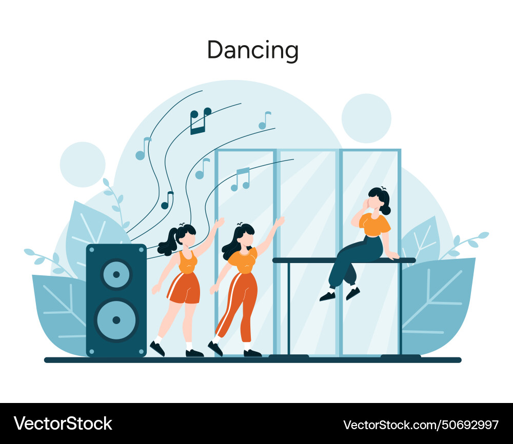 Dancers move to the beat sharing delight Vector Image