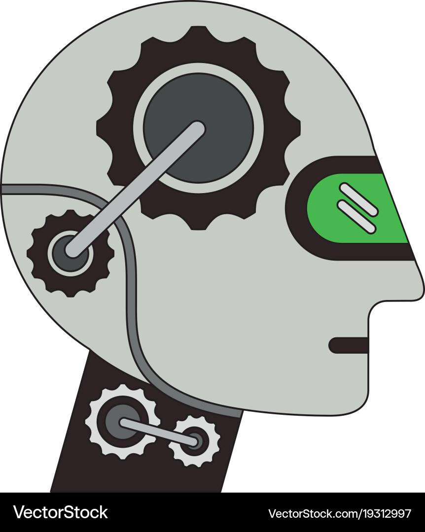 Humanoid robot profile icon Royalty Free Vector Image