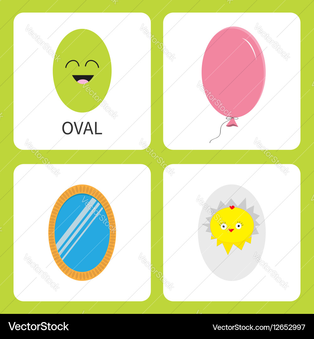 Learning oval form shape smiling face cute Vector Image