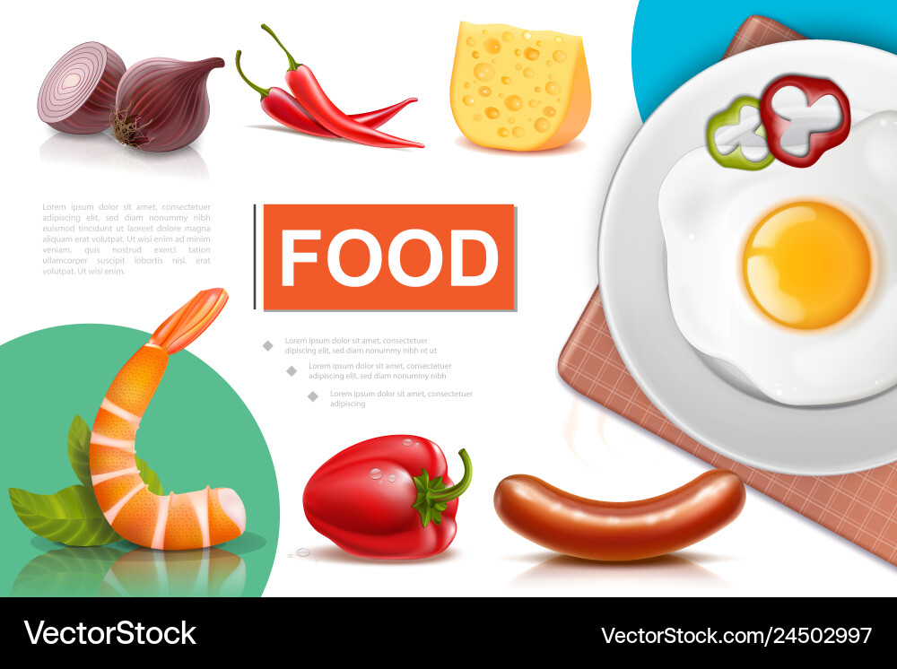 Realistic fresh food composition Royalty Free Vector Image