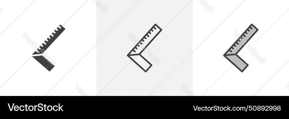 Carpenter ruler icon set measure instrument tool Vector Image