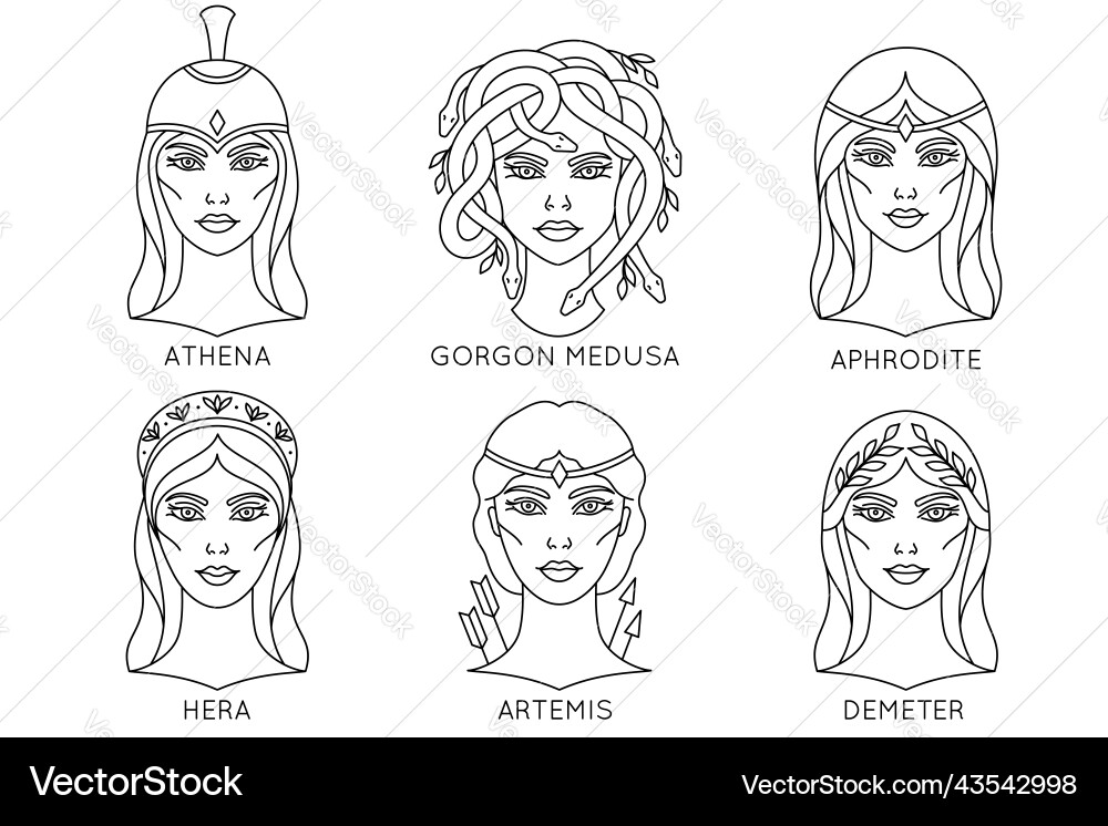 Collection of greek goddess Royalty Free Vector Image