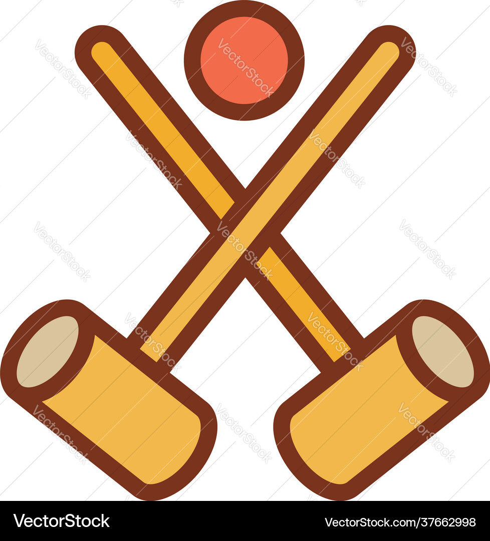 Croquet gekreuzte Mallet Ikone Umriss Stil Vektorbild