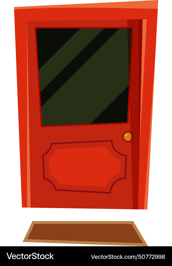 Front doorstep cartoon icon red facade door Vector Image