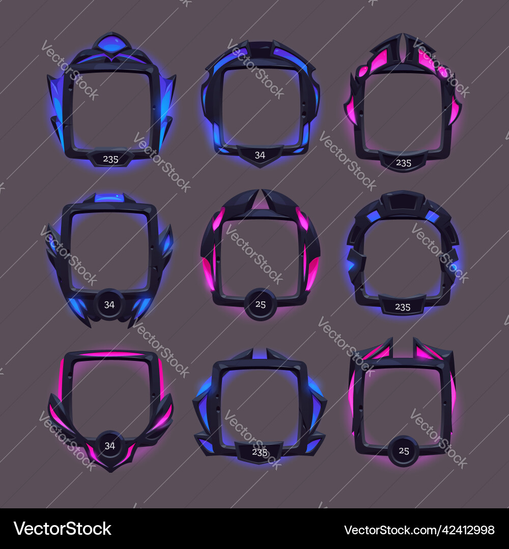 Futuristic frames for game avatar with grade Vector Image