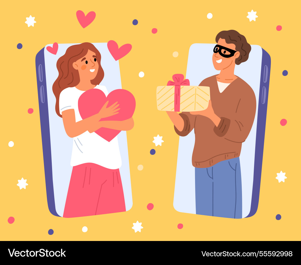 Phone Romance Scam - Digital Deception Royalty Free Vector