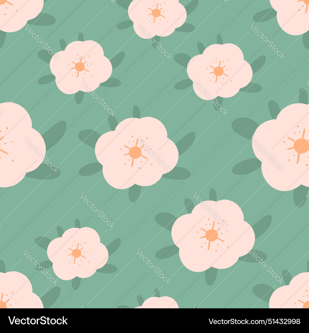 Pink naive flowers seamless pattern floral Vector Image