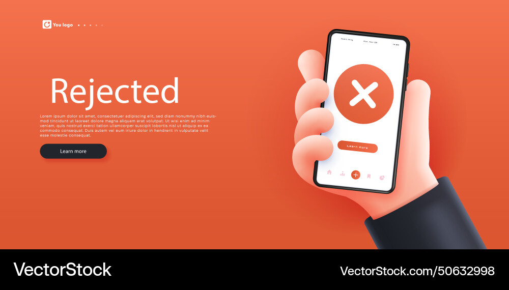 Rejected smartphone 3d poster Royalty Free Vector Image
