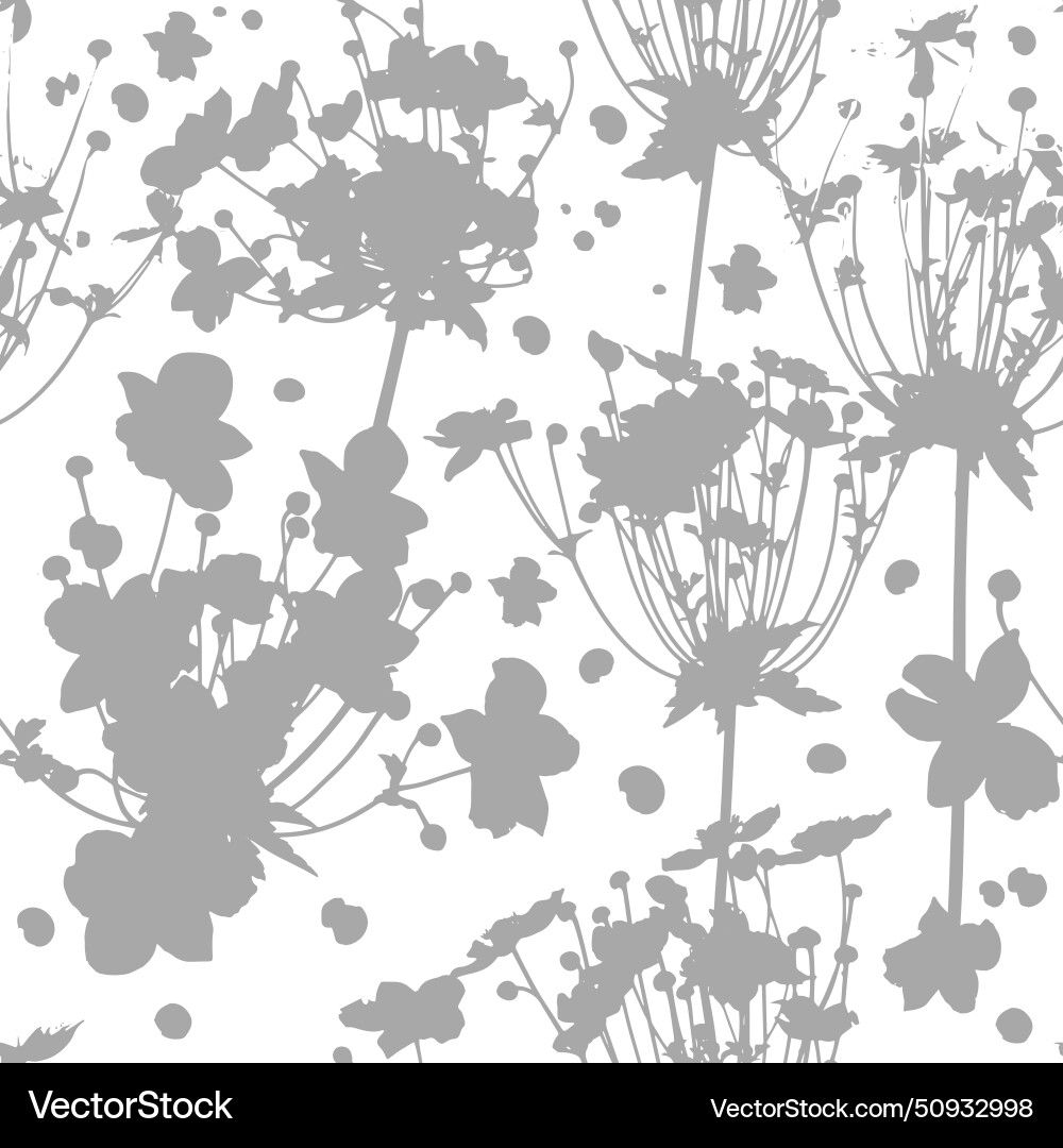 Seamless gray pattern of field grass hand drawing Vector Image