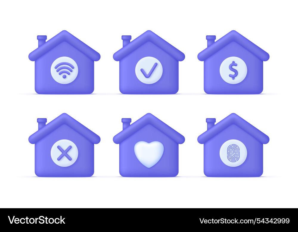 3d home set isolated Royalty Free Vector Image