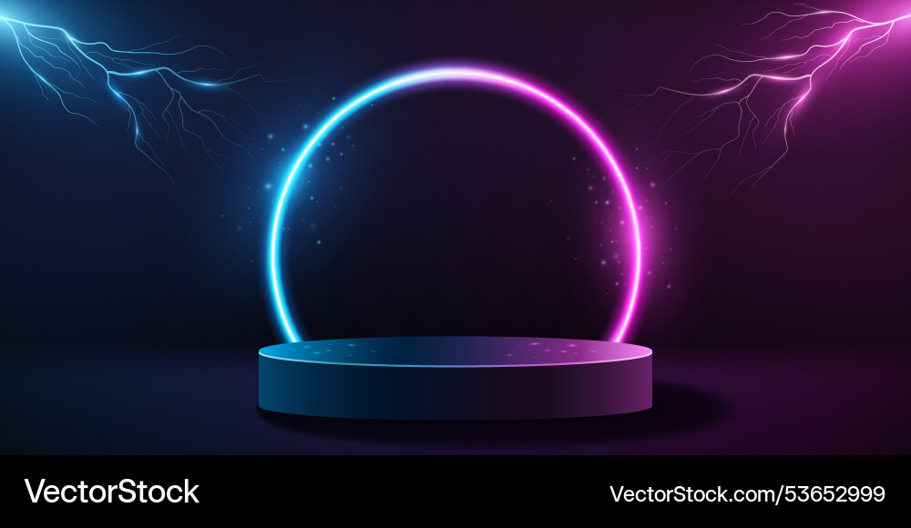 3d stage with thunderstorm background for dynamic Vector Image