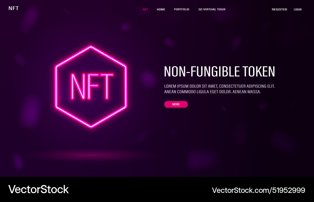 A web banner with bright pink neon nft Royalty Free Vector