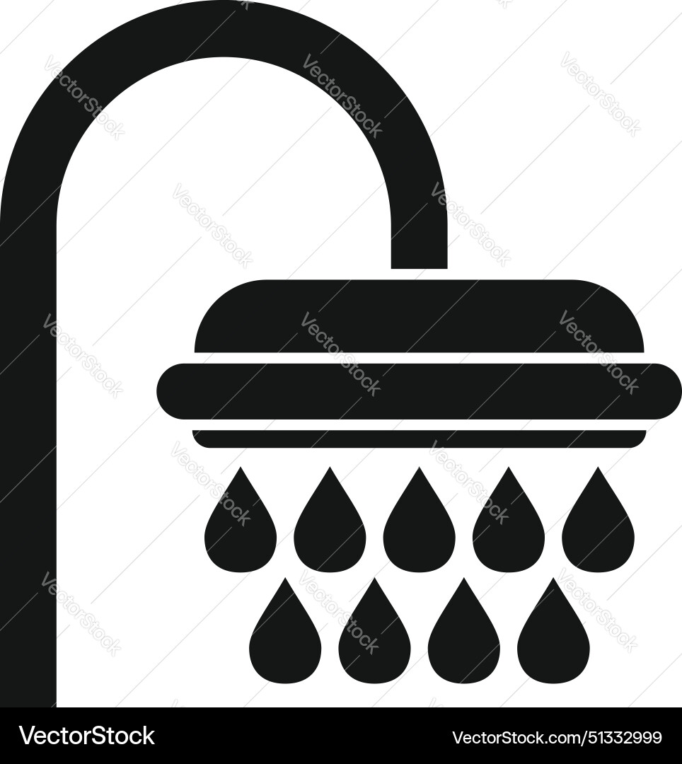 Black shower head icon with water drops Royalty Free Vector